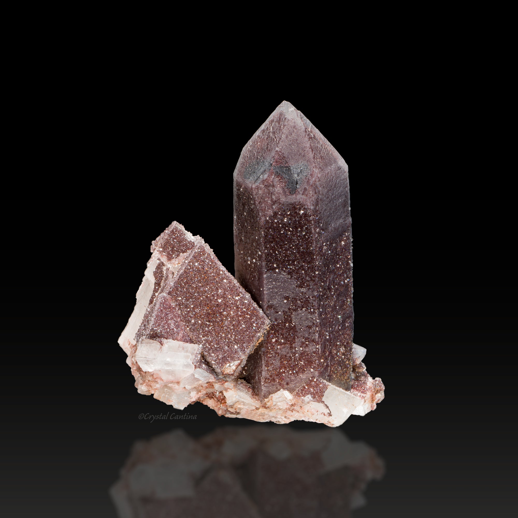 Cuprite Included Quartz with Calcite and Magnesite