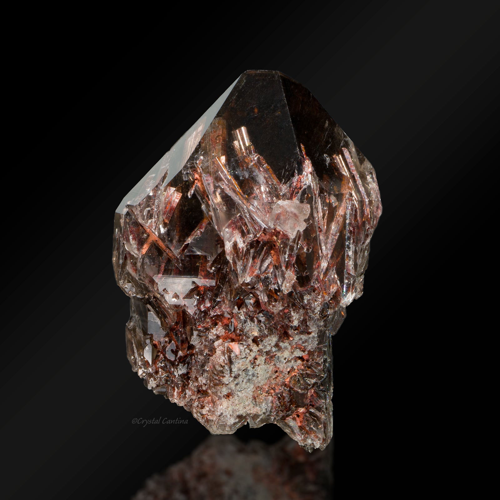 Red Epidote In Smoky Quartz